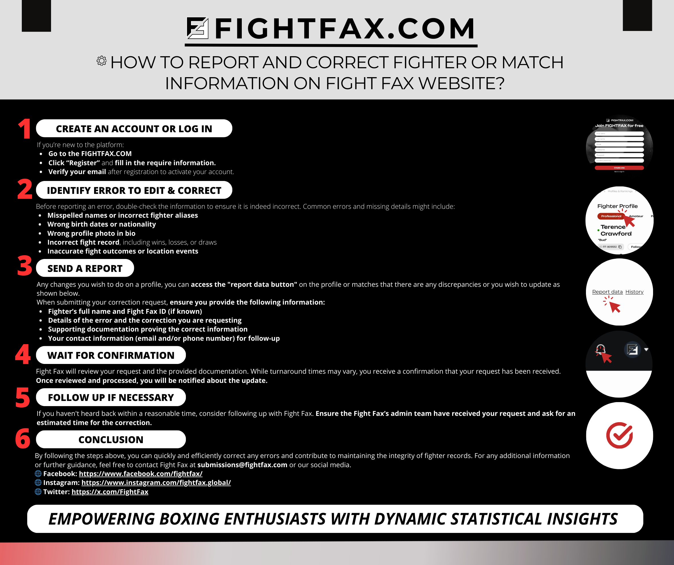 Report and Correct Information | FightFax.com | FIGHTFAX